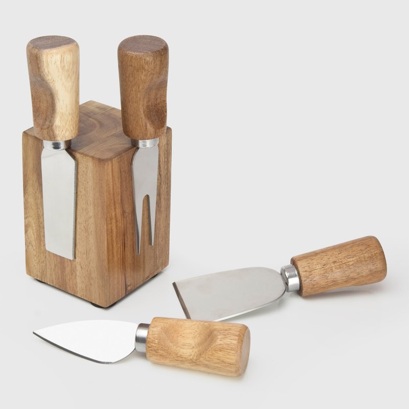 ACACIA WOOD CHEESE KNIFE SET - 4 PIECE SET