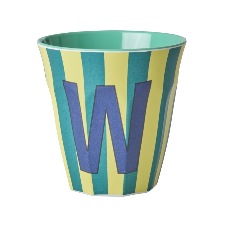RICE ALPHABET CUPS - BLUE STRIPES