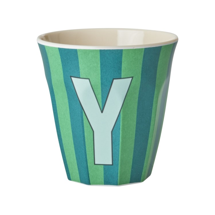 RICE ALPHABET CUPS - BLUE STRIPES