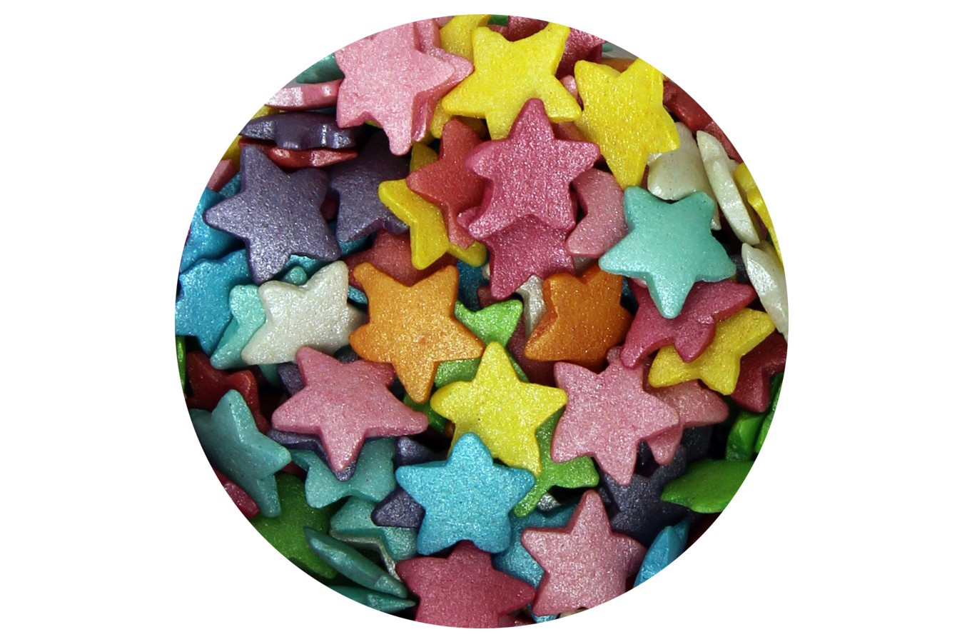 EDIBLE SUGAR LARGE RAINBOW STARS - 60 GRAM TUB - Woodbridge Kitchen Company