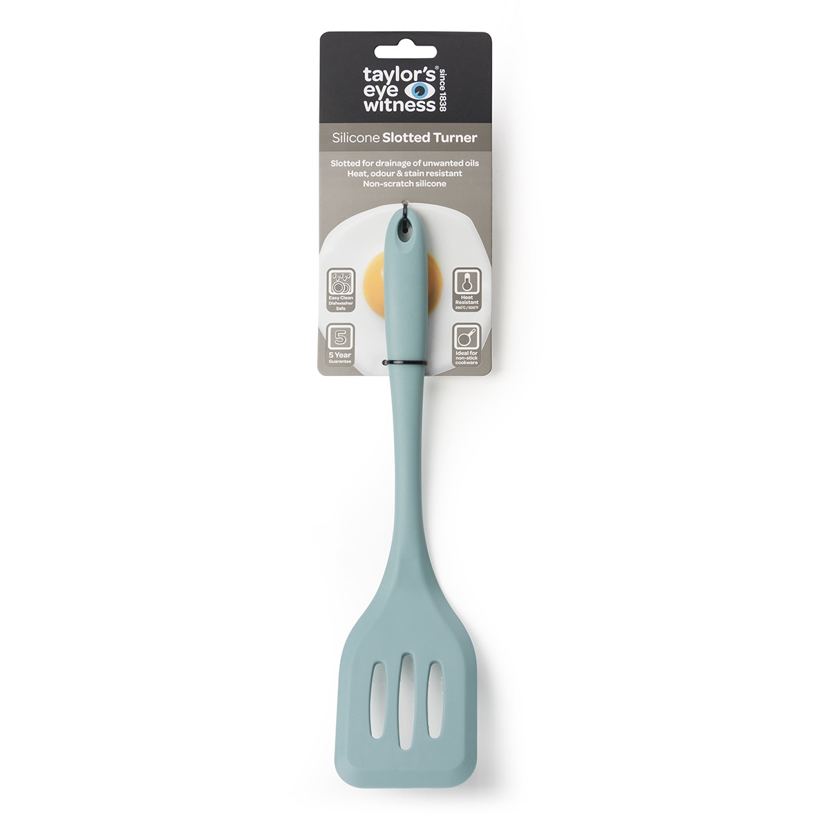 SILICONE SLOTTED TURNER - AQUA - Woodbridge Kitchen Company